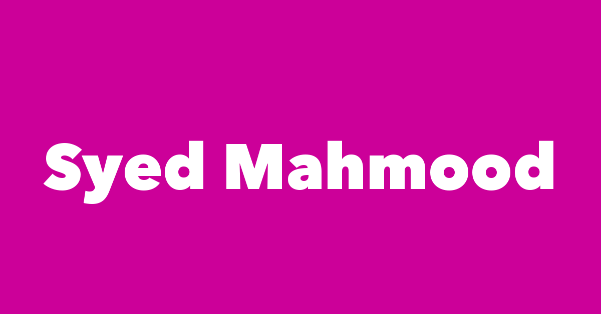 Syed Mahmood - Spouse, Children, Birthday & More